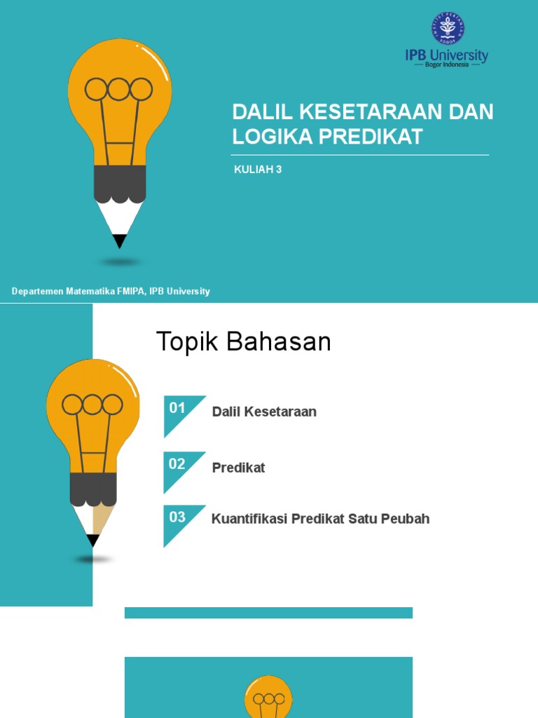 MBL K3 Kesetaraan Proposisi Dan Logika Predikat - (NTK) | PDF
