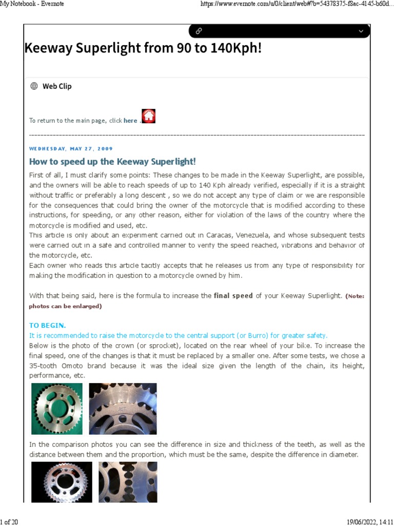 Speed Modifications for Keeway Superlight | PDF | Manufactured Goods ...