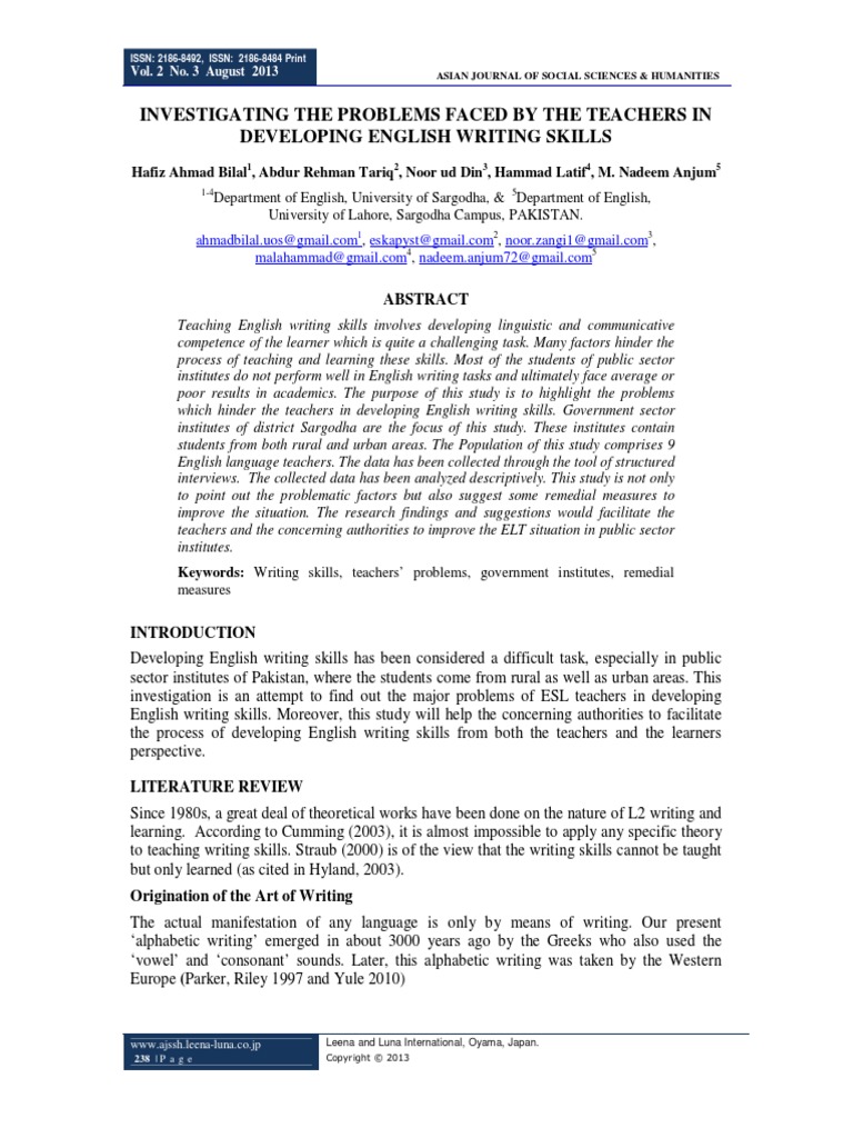 Investigating The Problems Faced by The | PDF | Second Language | English As A Second Or Foreign ...