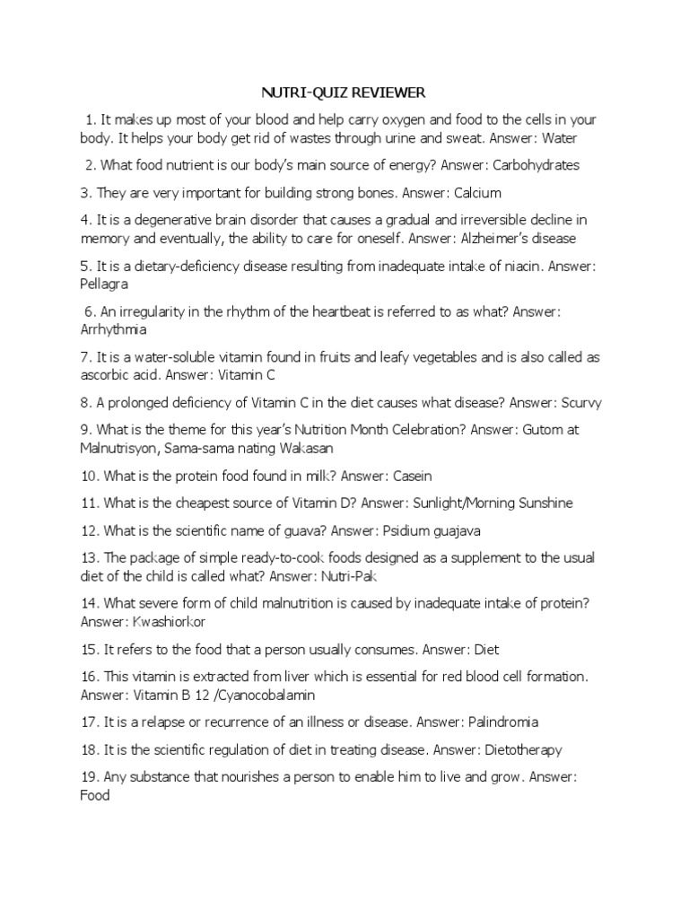 Nutrition Month Quiz Bee Questions 2025 Holidays