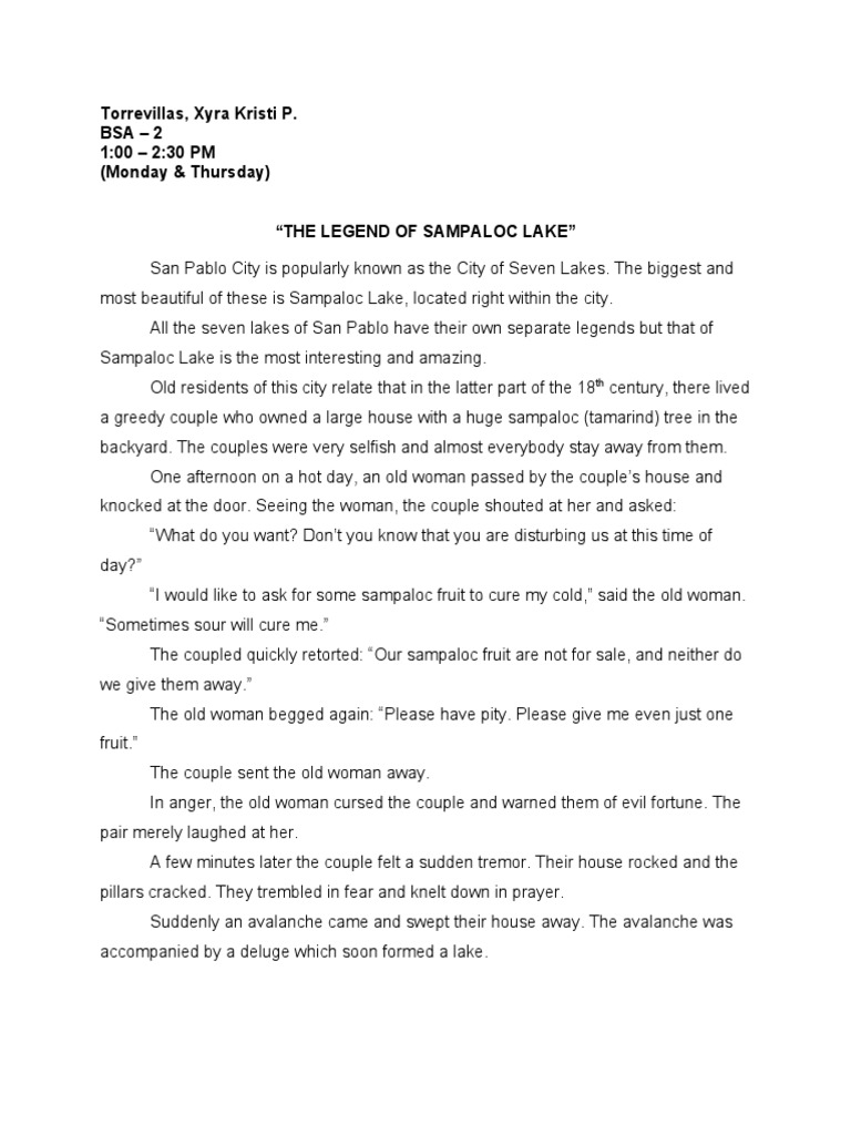 The Legend of Sampaloc Lake | PDF