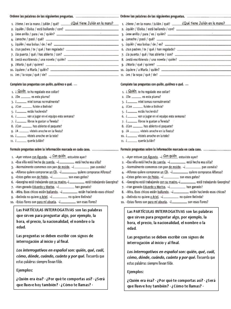 Palabras Interrogativas | PDF