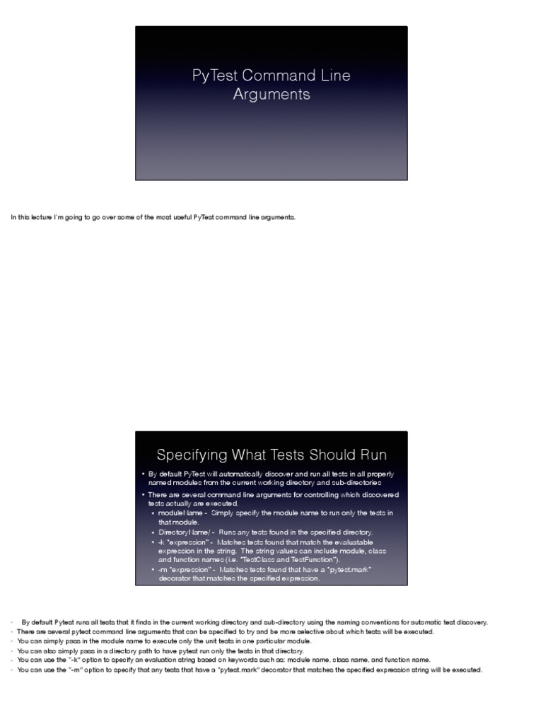 Pytest Cmd Line Args Presentation Pdf Command Line Interface