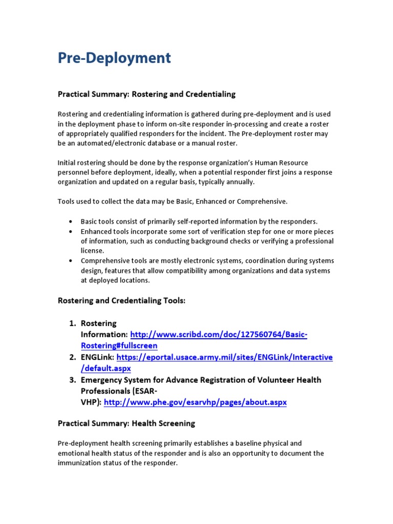 Pre Deployment | PDF | Occupational Safety And Health | Safety