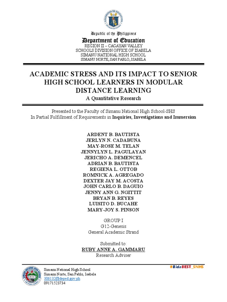 Group 1 PR2 & Iii Research | PDF | Stress (Biology) | Teachers