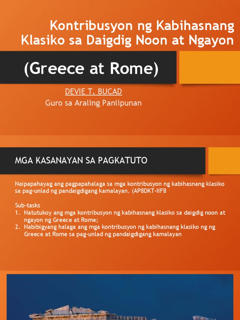 Kontribusyon NG Kabihasnang GRESYA at ROME | PDF