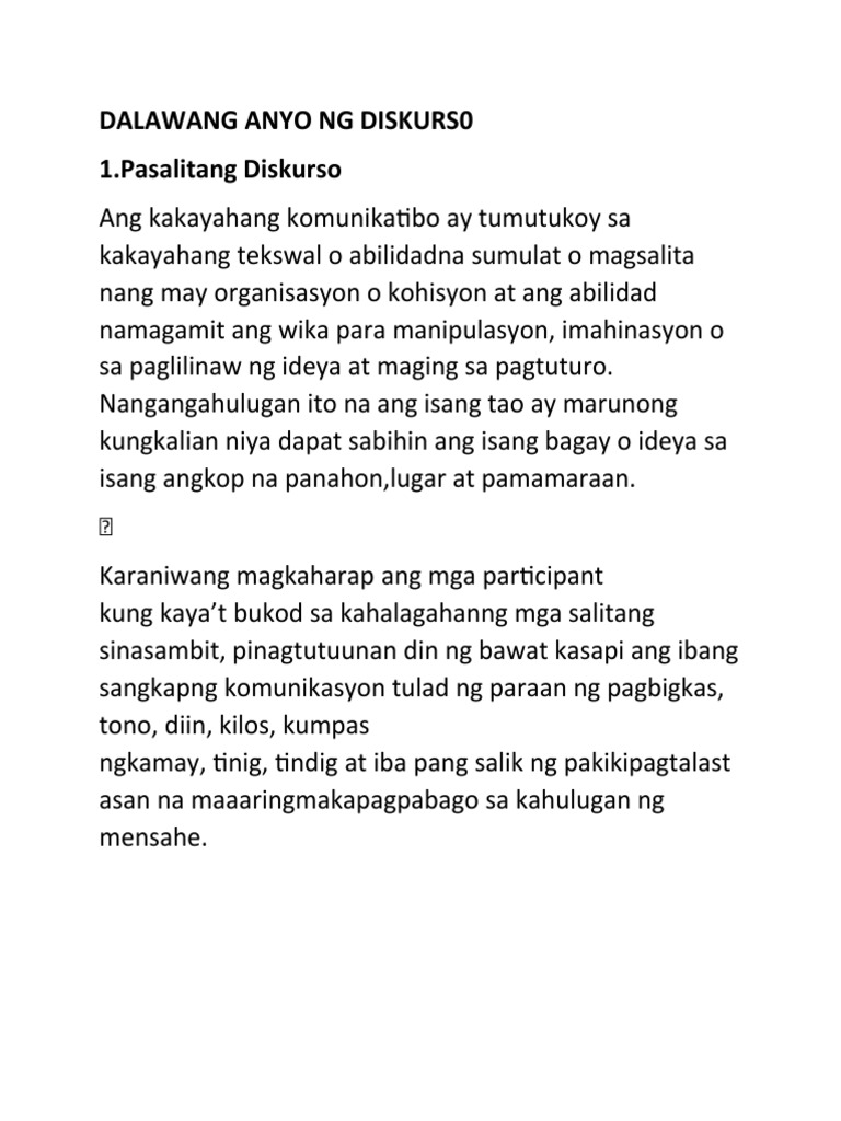 Dalawang Anyo NG Diskurs0 | PDF