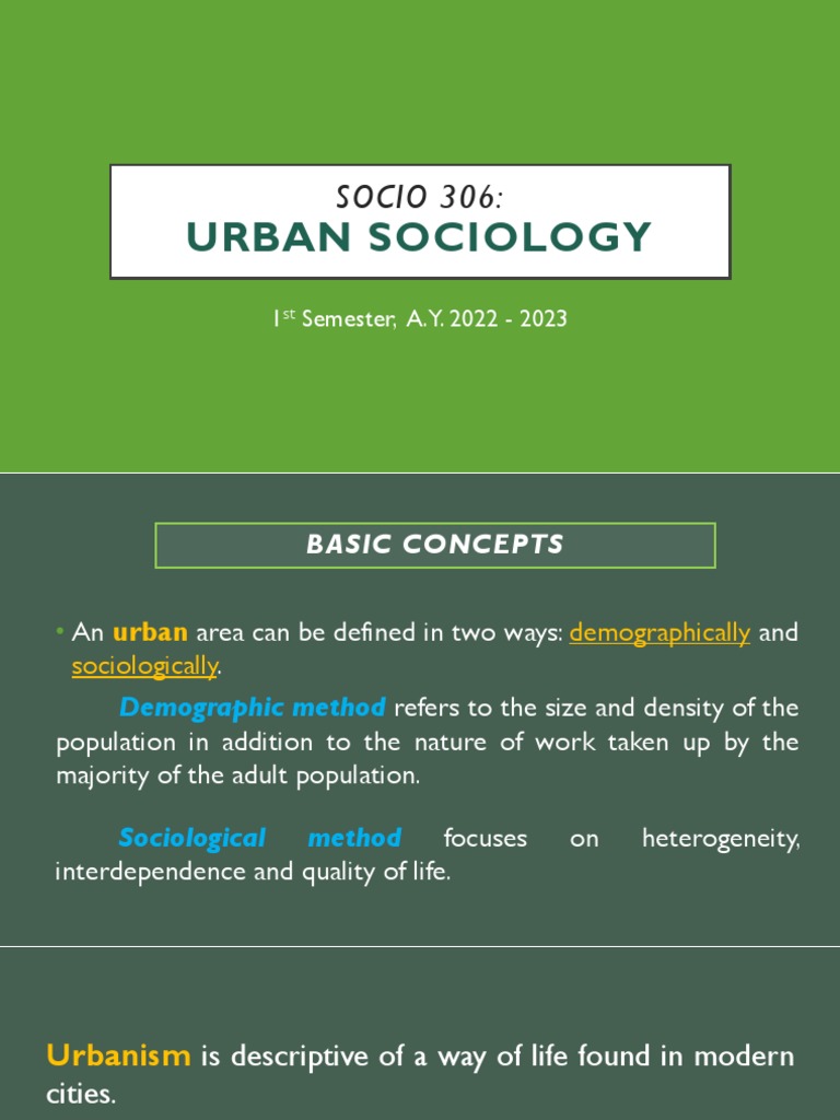 Socio 306 - Urban Sociology Lec1 | PDF | Sociology | City
