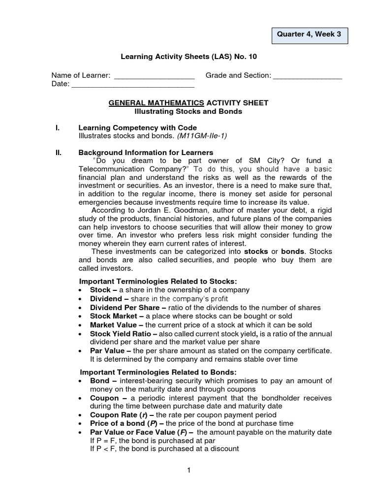 GM - Q2 - Las-10-Week 3 | PDF | Bonds (Finance) | Stocks