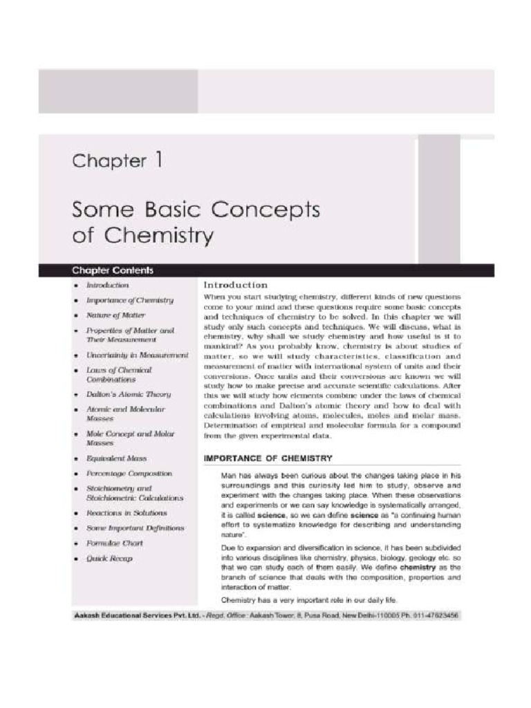 Aakash Chemistry Study Package 1 - Compressed | PDF