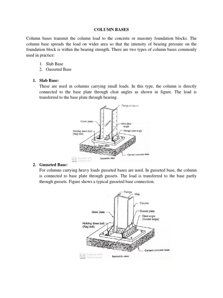 Column Bases | PDF | Column | Bending