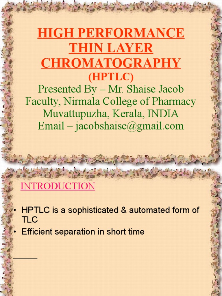 hptlc | PDF | Chromatography | Thin Layer Chromatography