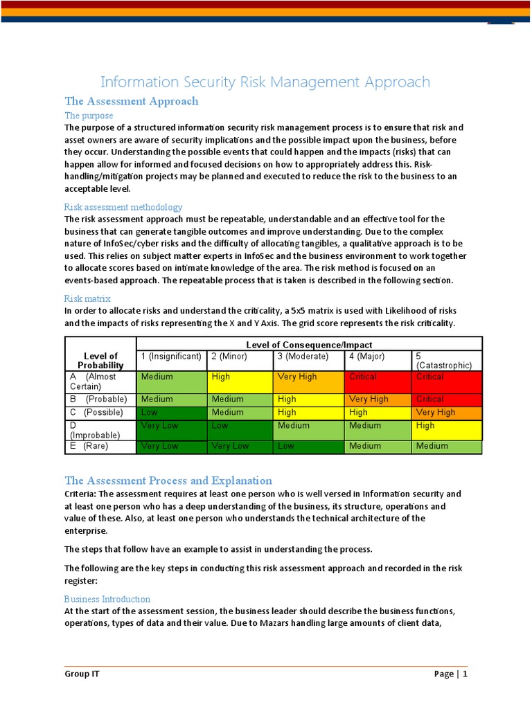 Risk Management Approach For ISO27001 | PDF | Risk | Information Security