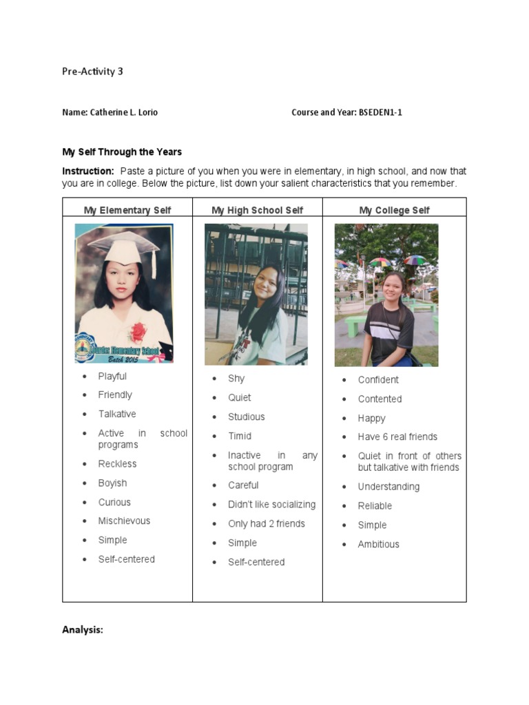 Pre Activity 3 | PDF | Self-Improvement