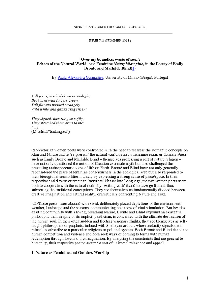 Echoes of The Natural World, or A Feminine Naturphilosophie, in The ...
