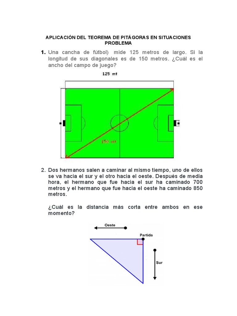 Aplicación Del Teorema de Pitágoras en Situaciones Problema | PDF