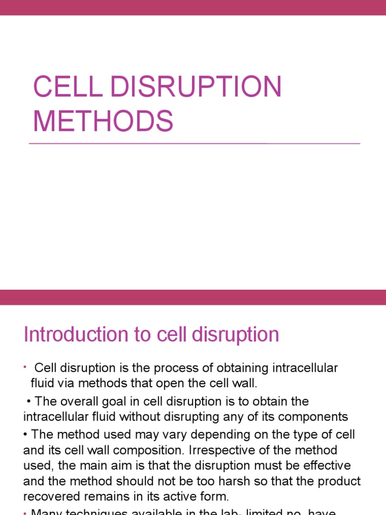 Cell Disruption Methods | PDF | Cell Membrane | Cell Wall