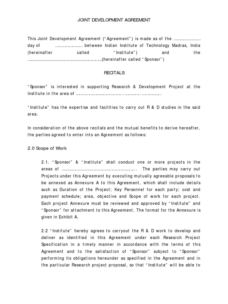 Joint Development Agreement | PDF | Indemnity | Patent