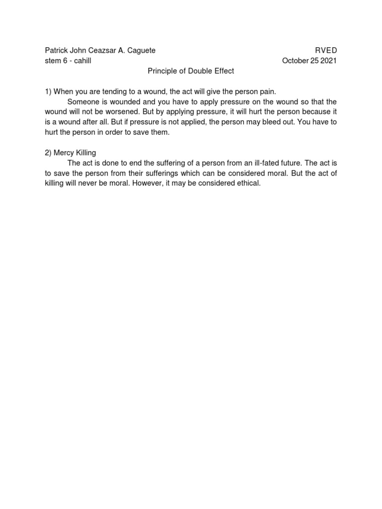 Principle of Double Effect | PDF