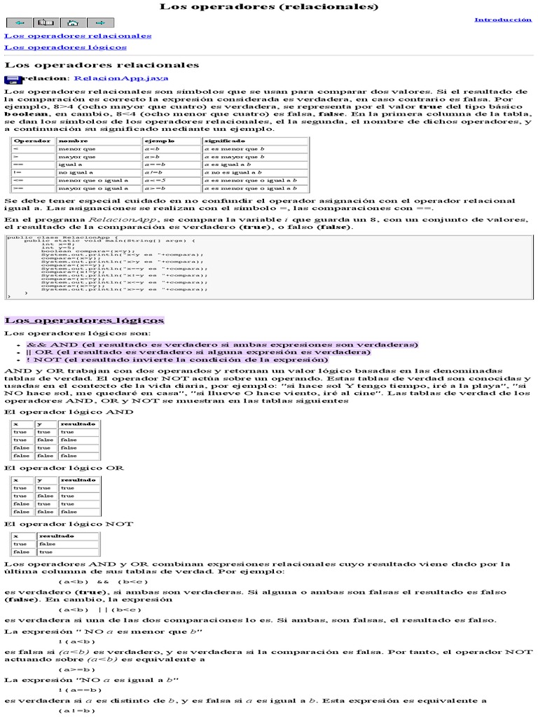 Los Operadores | PDF | Programación de computadoras | Lógica