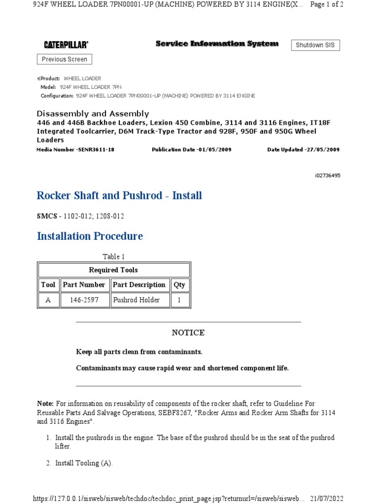 Rocker Arm Install | PDF | Loader (Equipment) | Rotating Machines
