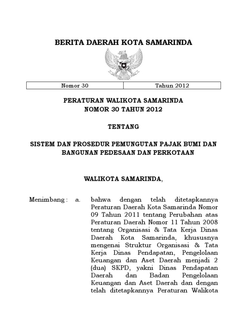 BD Perwali No 30 Th2012 TTG Susdur PBB Perdesaan & Perkotaan | PDF
