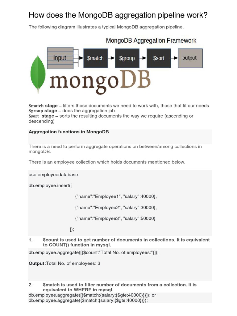 MongoDB Aggregation | PDF | Salary | Mongo Db