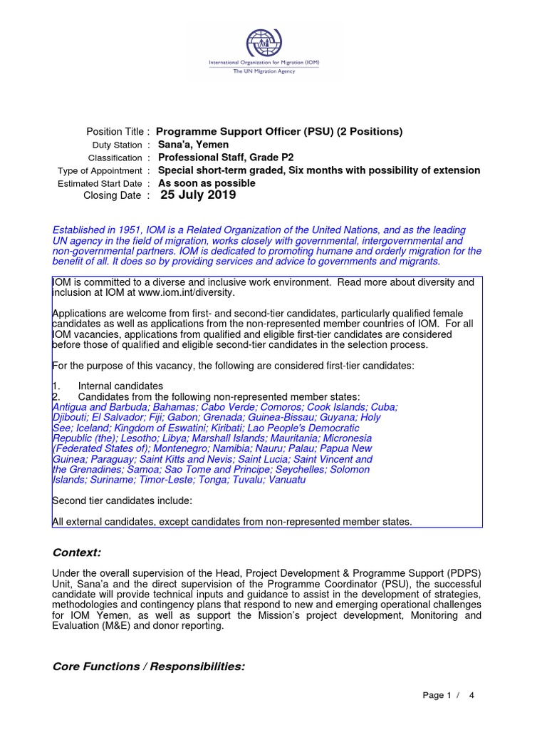 Data Overview - SVN 2019 - 162 (P2) - Programme Support Officer (PSU) (2 Positions) (P2) - Sana# ...