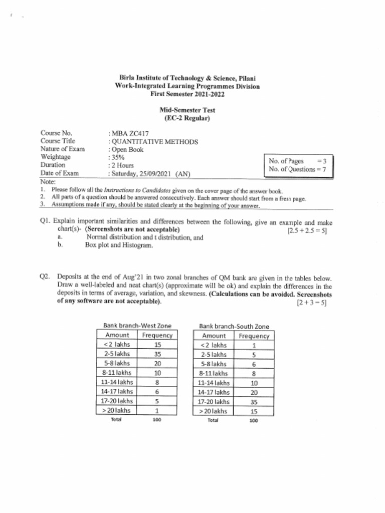 QM 2 Question Papers | PDF