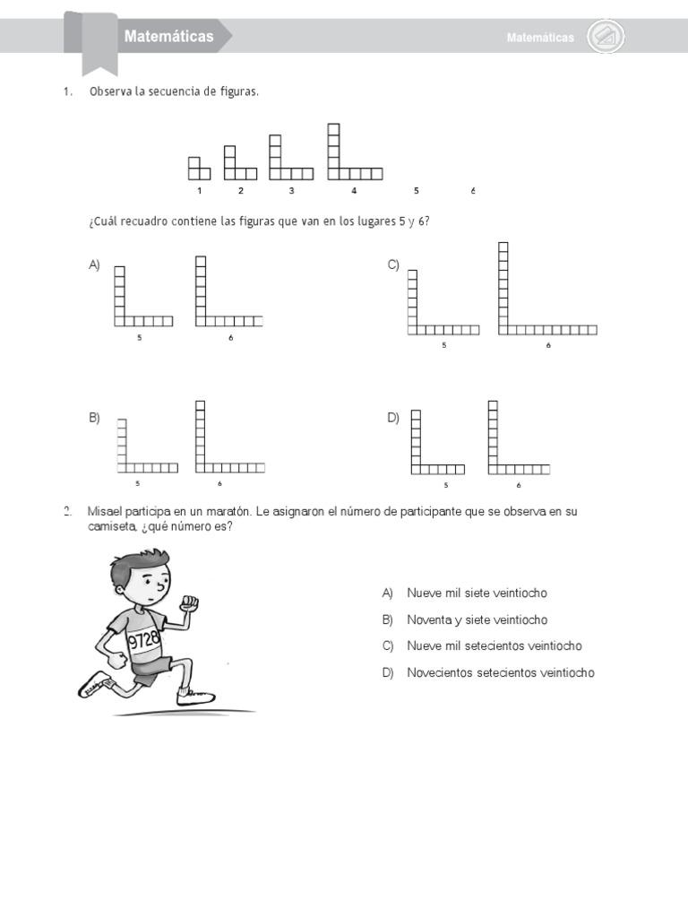 Prueba 4to Grado de Primaria Matemáticas | PDF
