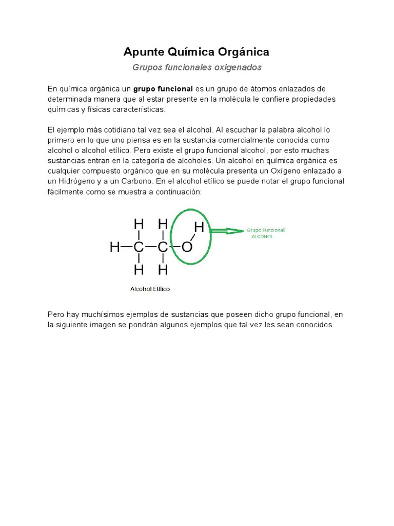 Grupos Funcionales Oxigenados en Química | PDF | Compuestos orgánicos ...