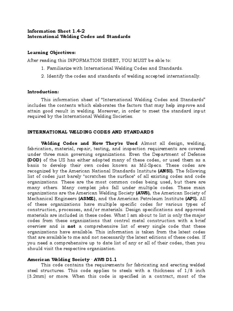International Welding Codes and Standards | Download Free PDF | Welding ...