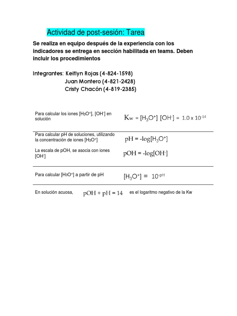 Problemas de PH y pOH | PDF