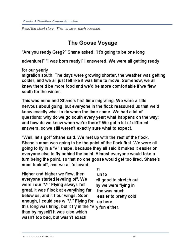 5th Grade 5 Goose Voyage | PDF