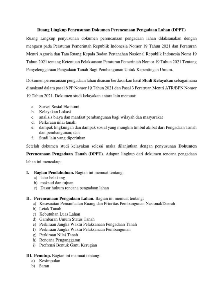 Ruang Lingkup Penyusunan DPPT | PDF