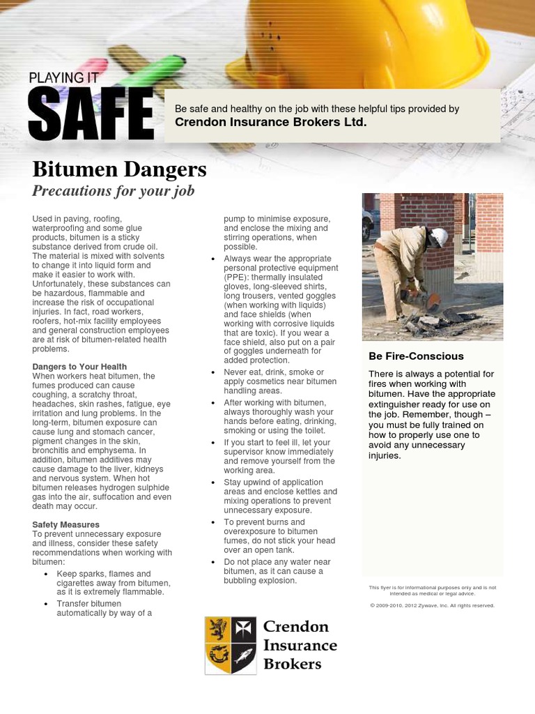 Construction Playing It Safe Bitumen Dangers | PDF | Asphalt | Personal ...