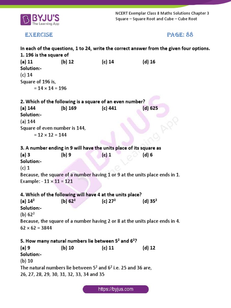 NCERT Exampler Maths SQ&CB 22 | PDF | Numbers | Square Root