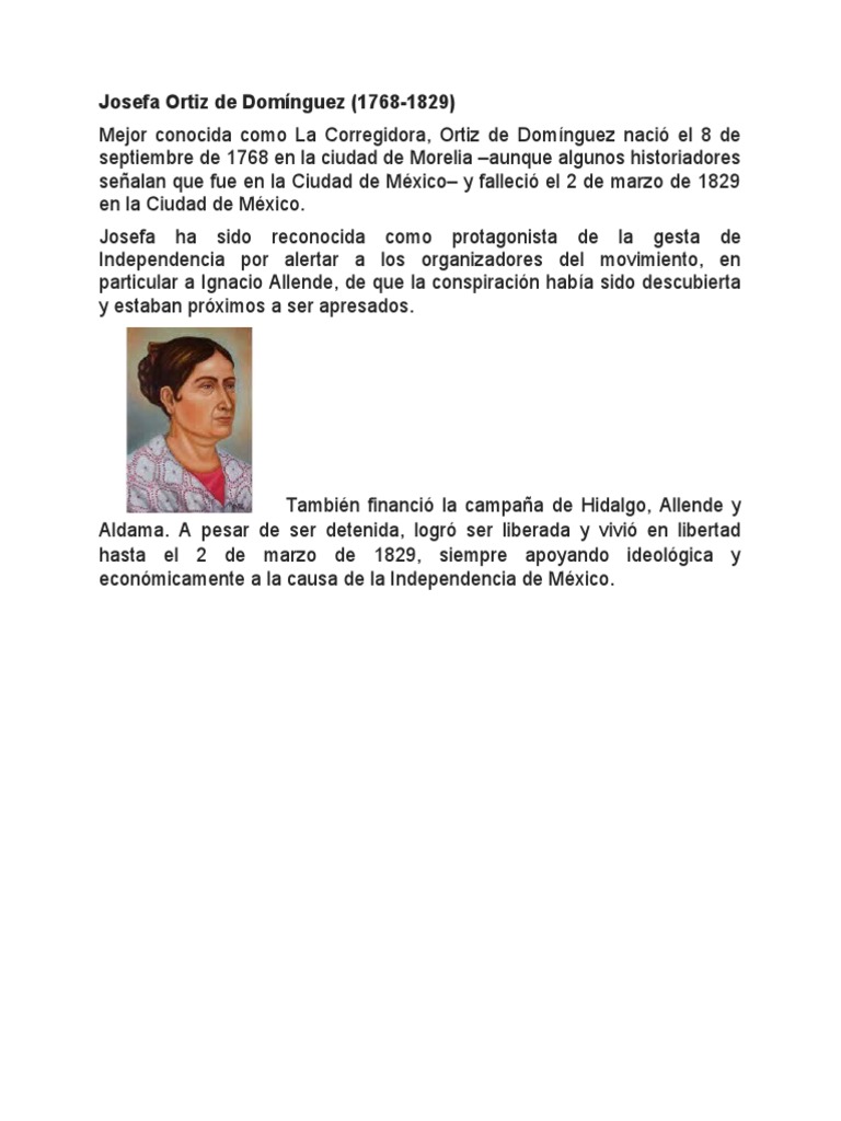 Josefa Ortiz de Domínguez (1768-1829) | PDF