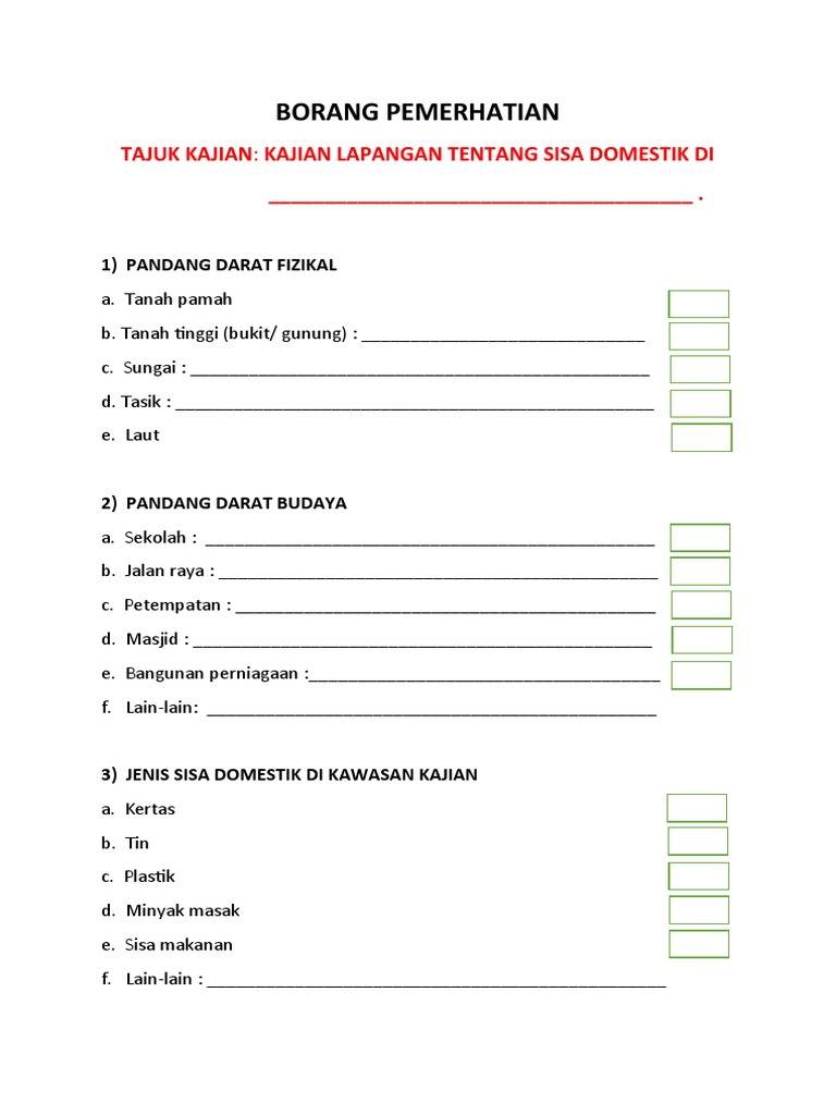 Contoh Borang Pemerhatian | PDF