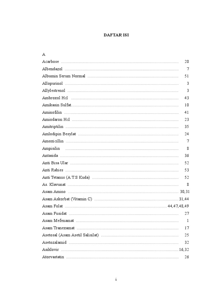 Daftar Isi Obat dan Farmasi | PDF | Drugs | Pharmacology