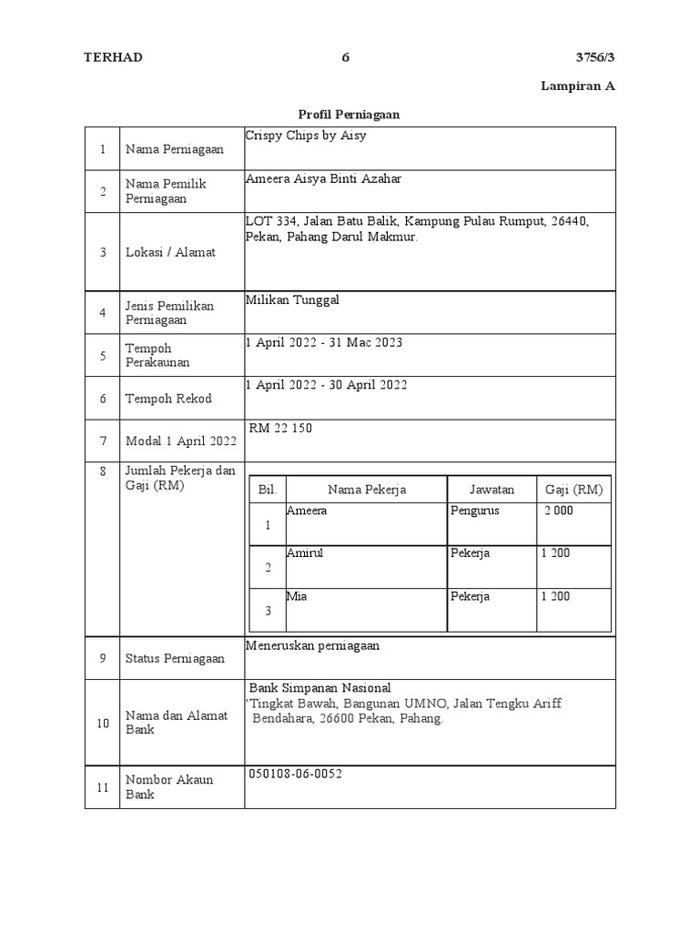 Projek Prinsip Perakaunan | PDF