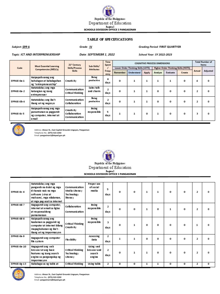 TOS EPP4 1st Quarter | PDF | Internet | Computing