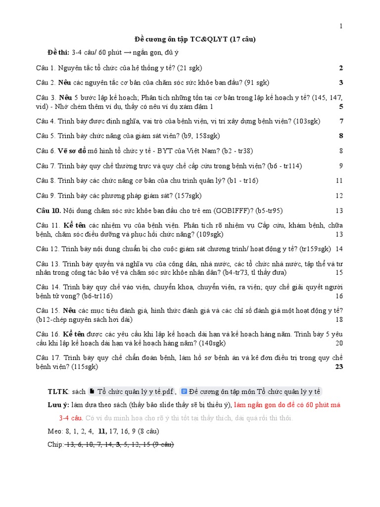 Đề cương TCQLYT 21-22 | PDF