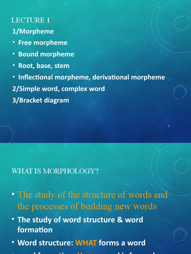 Morphology - Lecture 1 | PDF | Word | Morphology (Linguistics)