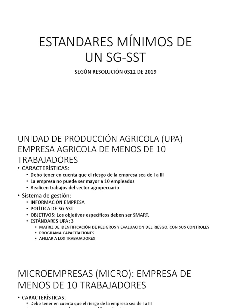 Estandares Mínimos de Un SG-SST | PDF | Pequeñas y medianas empresas | Business