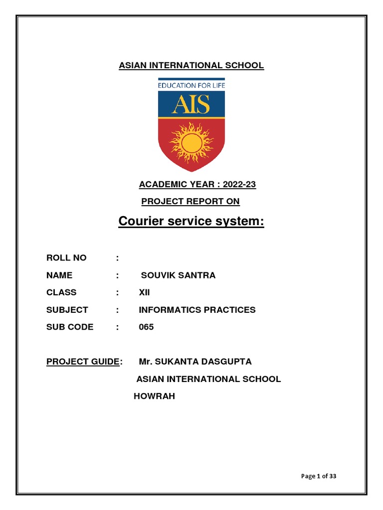 Courier - Service - System - PROJECT ADARSH PANDEY | PDF | Software ...