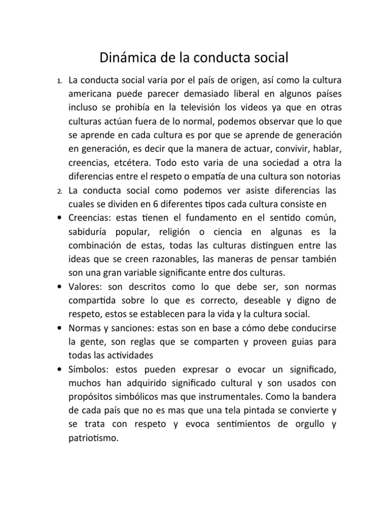 Dinamica de La Conducta Social | PDF | Sociedad | Comportamiento