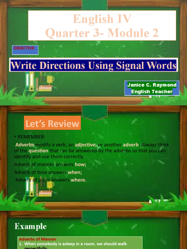 Presentation For Grade4 Signal Words 1 | PDF | Adverb