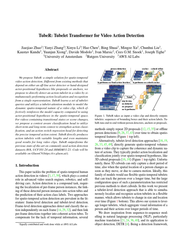 Tuber: Tubelet Transformer For Video Action Detection | PDF | Applied Mathematics | Artificial ...