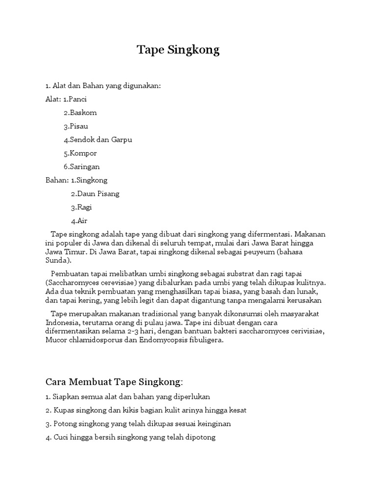 Buat Tape Singkong | PDF